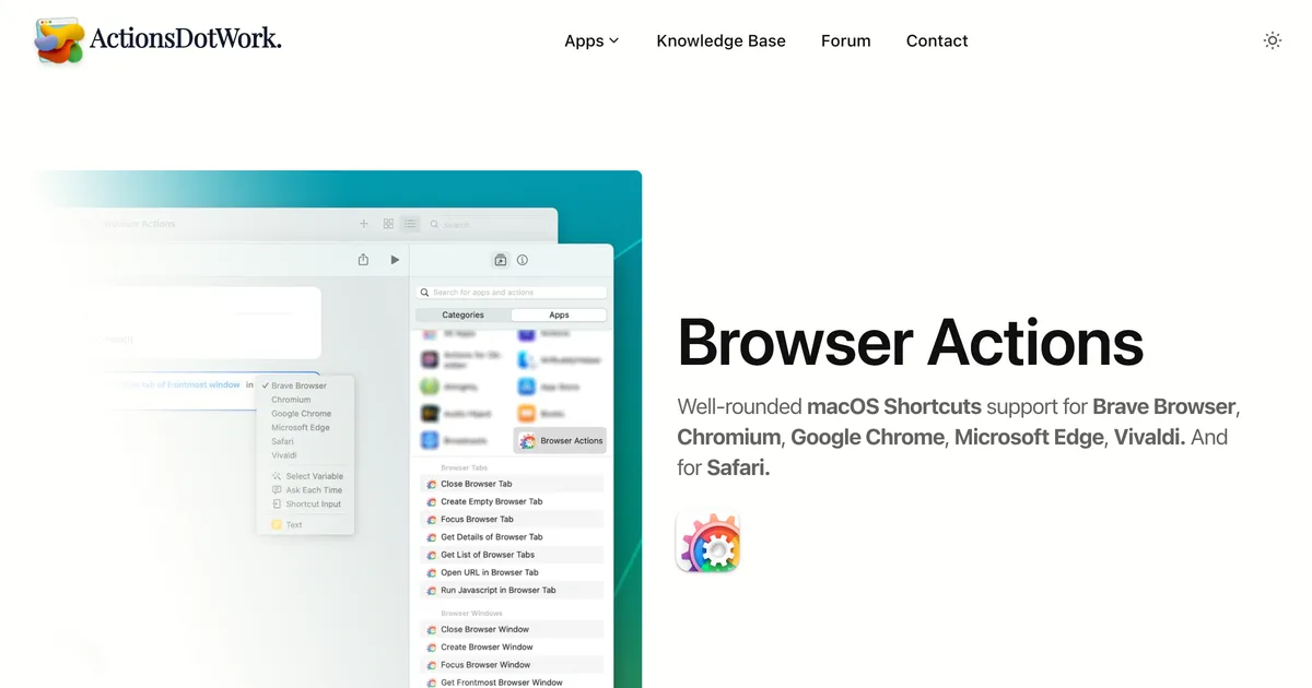 Browser Actions: Your favourite browser, now with macOS Shortcuts support